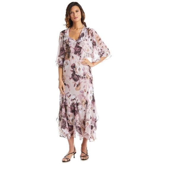 R&M Richards | Dresses | Nwt Rm 2 Piece Midi Dress With Ruffle Jacket Size 6 | Poshmark